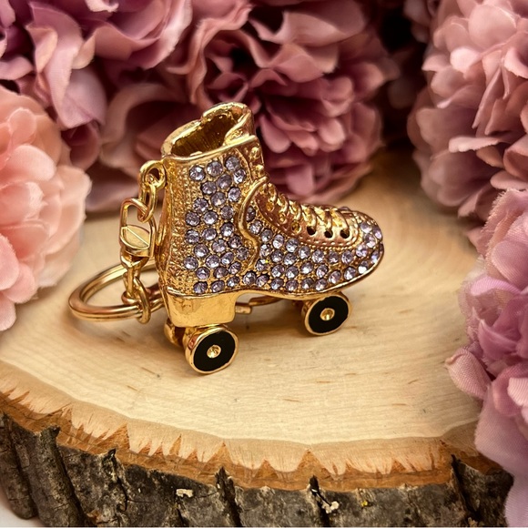 Accessories | Purple And Gold Crystal Roller Skate Keychain Charm ...